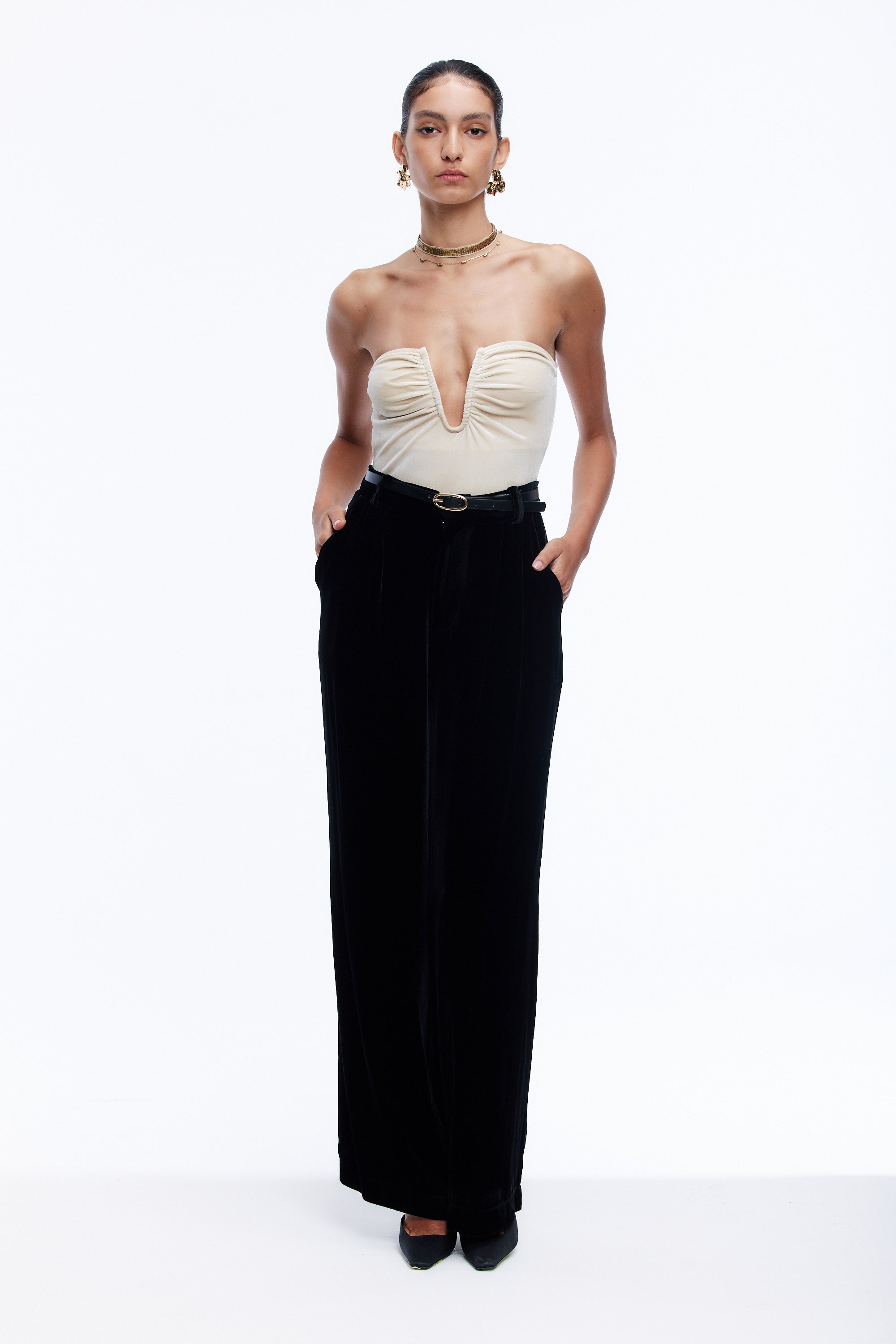 Lydia Velvet Bodysuit - Ivory – Petit Pois TLV